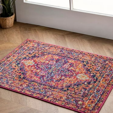 nuLOOM Leaflet Fountain Boho Wool Accent Rug, 2' x 3', Pink - Walmart.com
