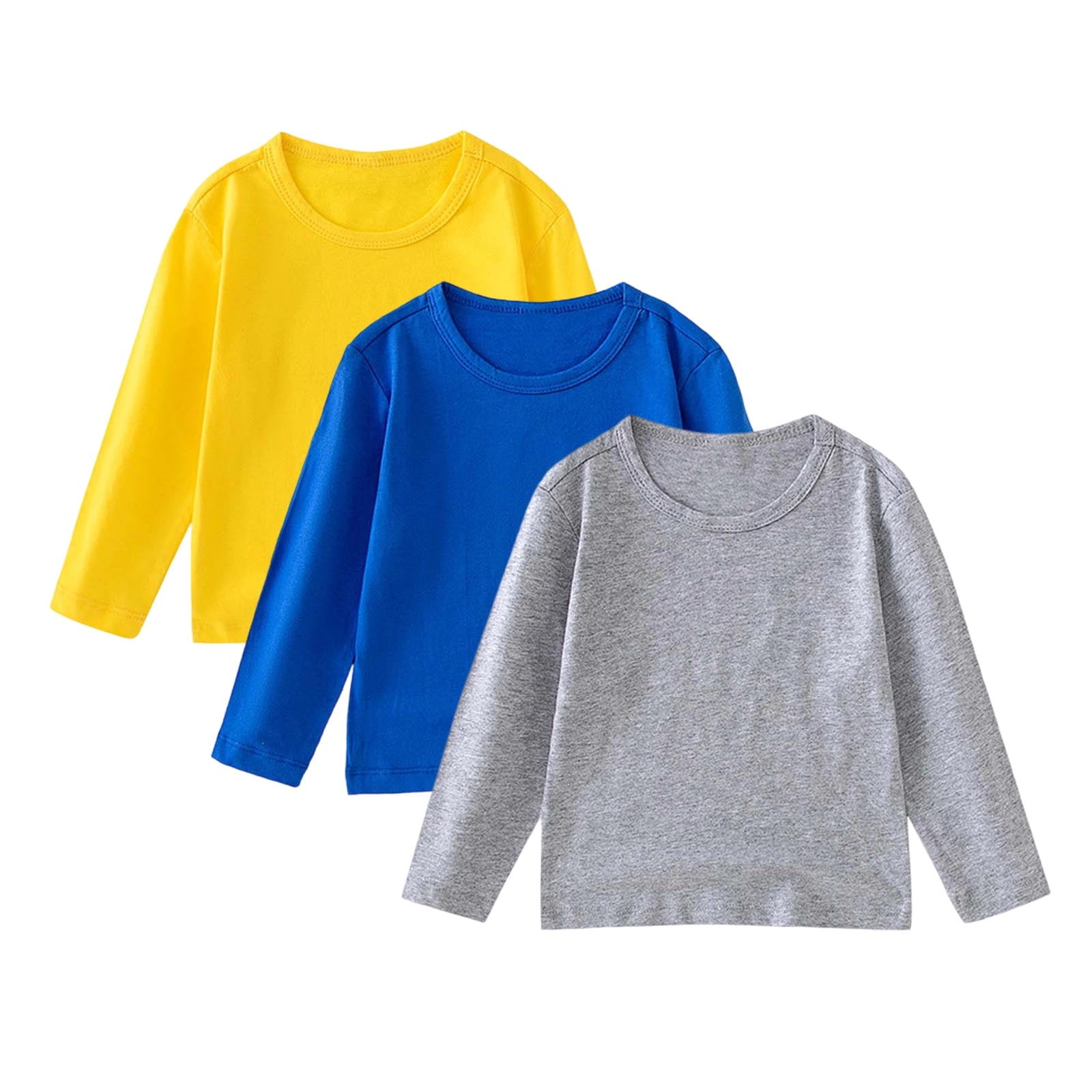 Fancifize 3 Pack Basic Shirt for Kids Crew Neck T Shirts Long Sleeve ...