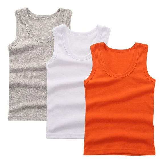 Fancifize 3 Pack Girls Boys Basic Undershirts Summer Soft Stretch Fit ...