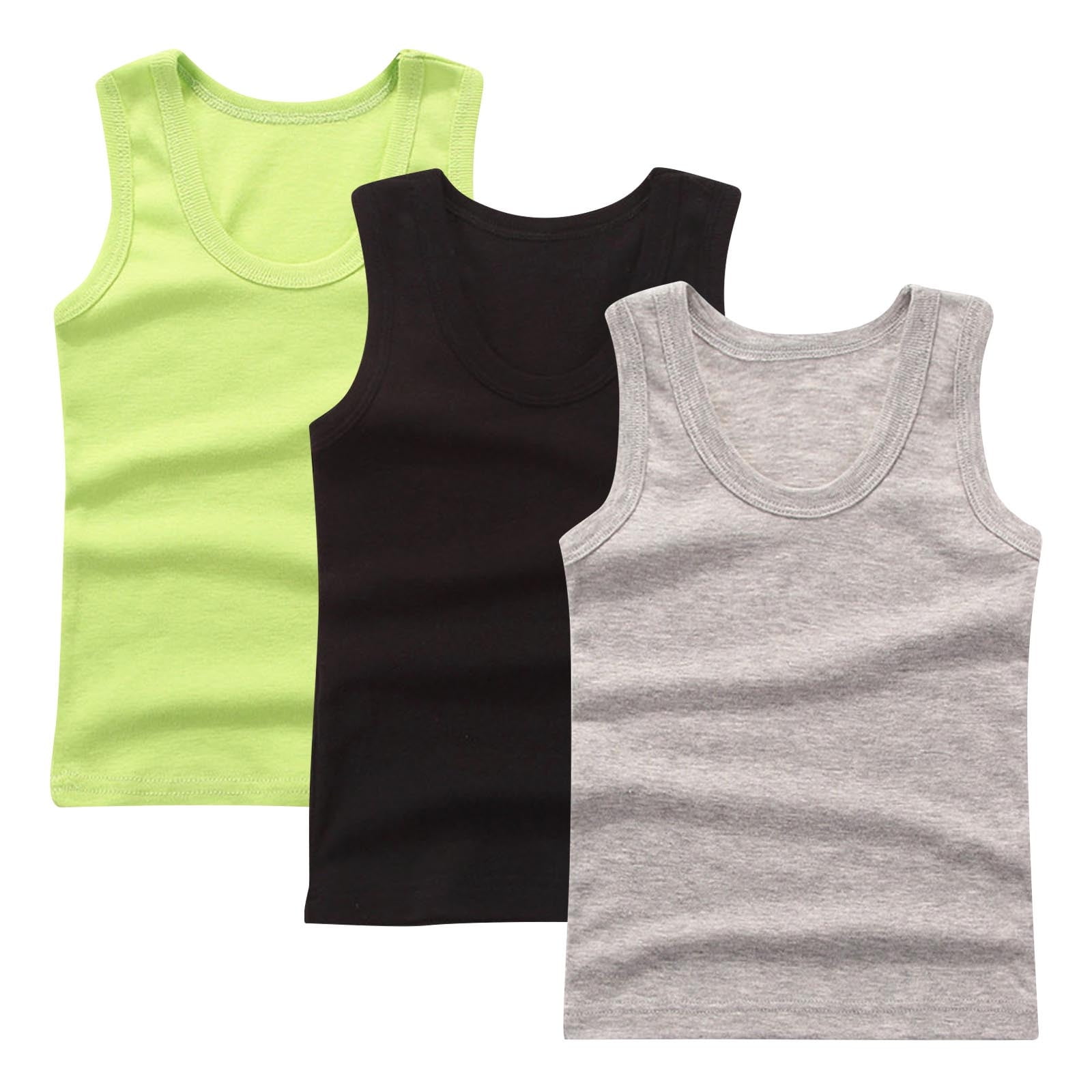 Fancifize 3 Pack Girls Boys Crew Neck Tank Tops Casual Soft Comfort ...