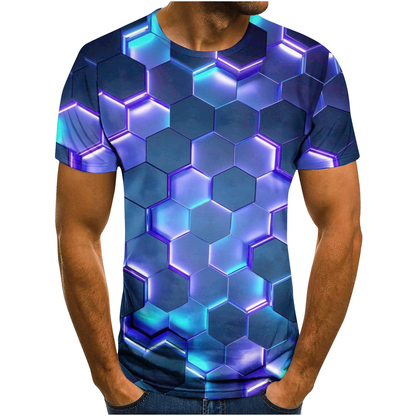 Fancifize 3D Print Cool T Shirts Mens Big and Tall Gradient Color Short ...
