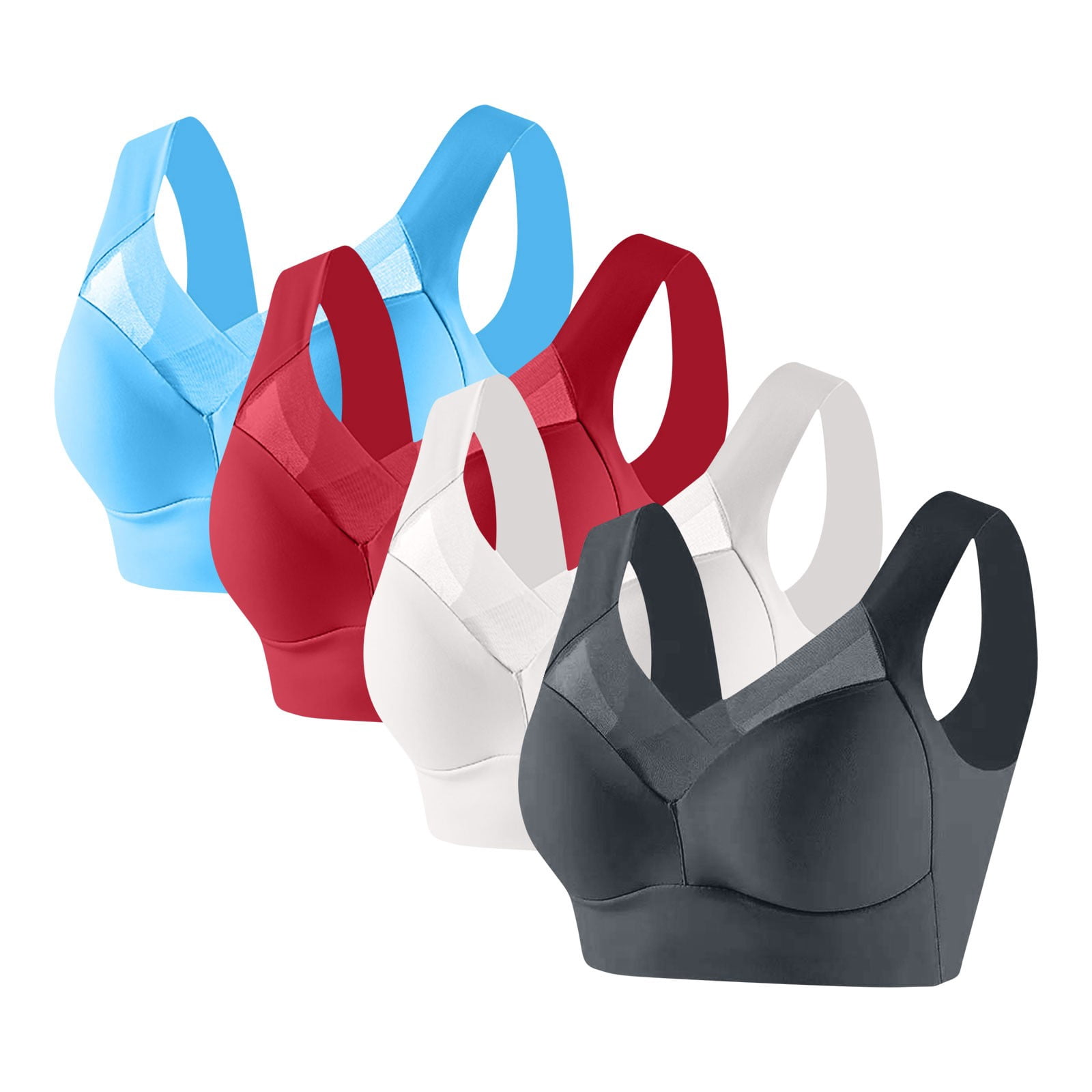Fancifize 4 Pack Wireless Bras for Women No Underwire Mesh Bra Seamless ...