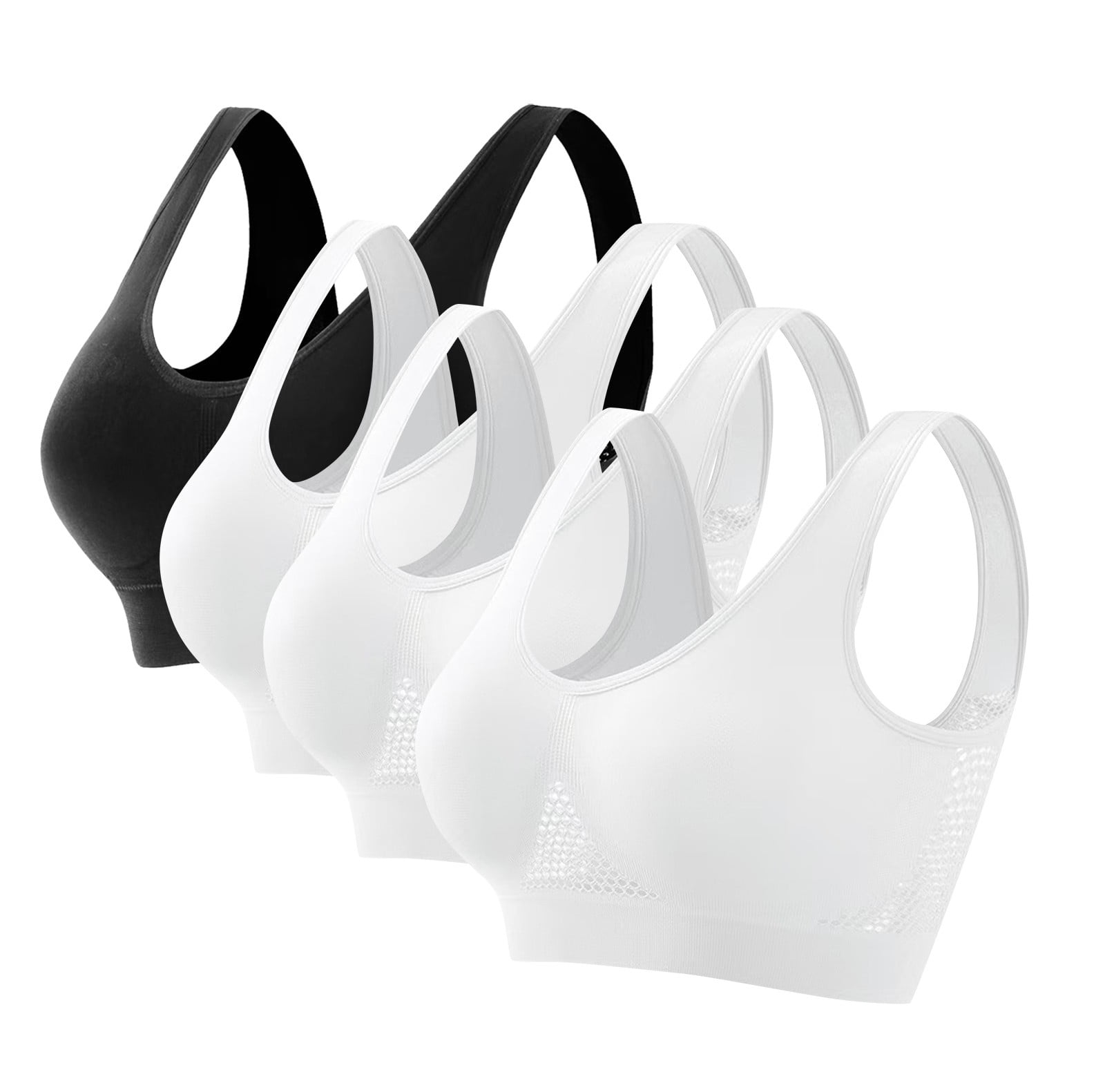 Fancifize 4Pack Plus Size Wirefree Bras for Women Sports Bra Breathable ...