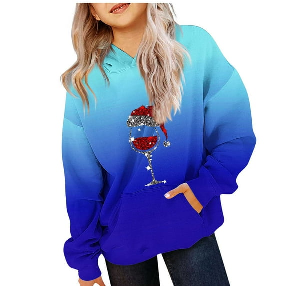 Fancifize Boys Girls Christmas Sweatshirt Red Wine Glass Hoodies Color ...
