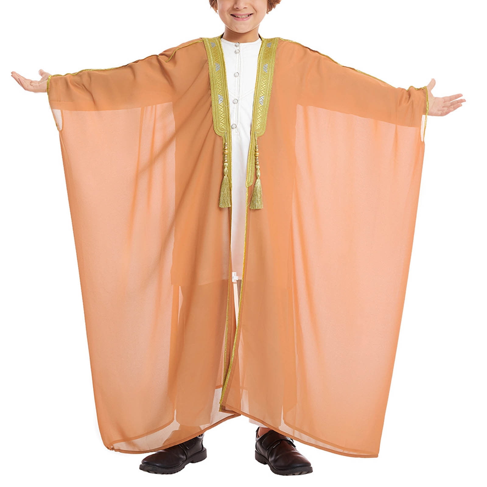 Fancifize Boys Mesh Sheer Islamic Robe Arab Thobe Long Sleeve Prayer ...