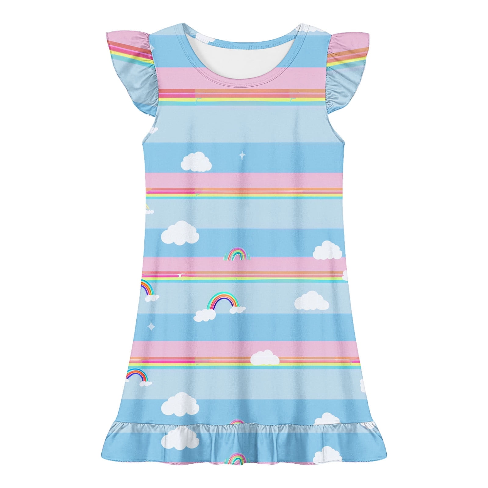Fancifize Girls Nightgowns Flutter Sleeves Princess Nightgown Sleepwear ...