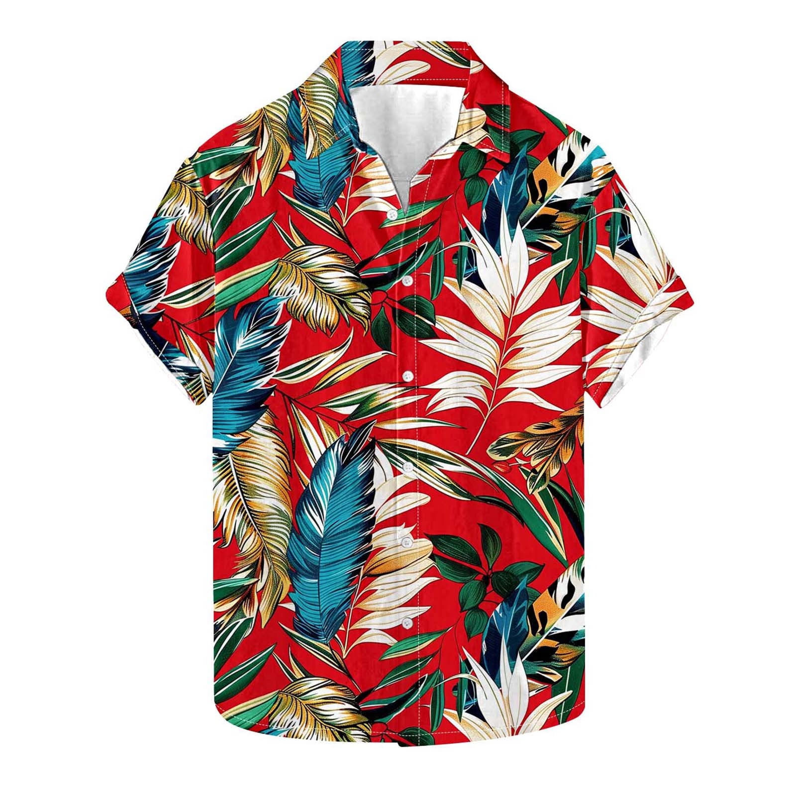 Fancifize Summer Men's Tropical Aloha Shirt Vibrant Hibiscus Print ...