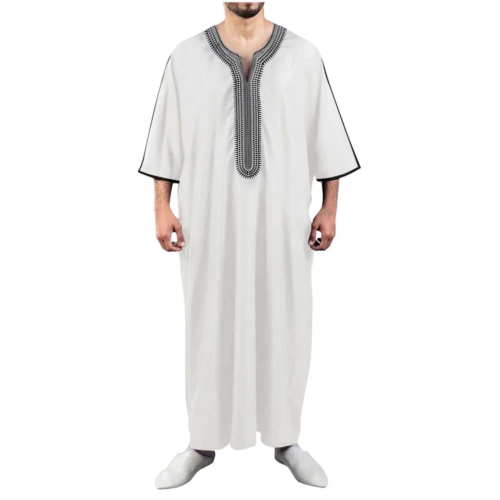Fancifize Summer Muslim Robe Islamic Thobe Gown Arabic Abaya 3/4 Sleeve ...