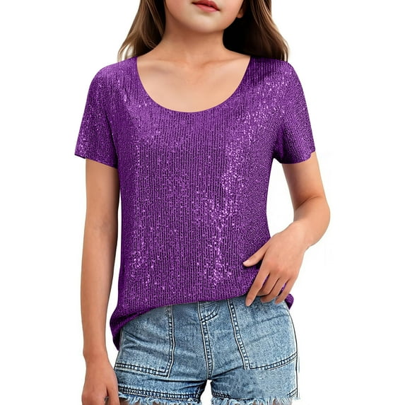 Fancifize Girls Boys Sequin Printed Shirts Crew Neck Casual T Shirt ...