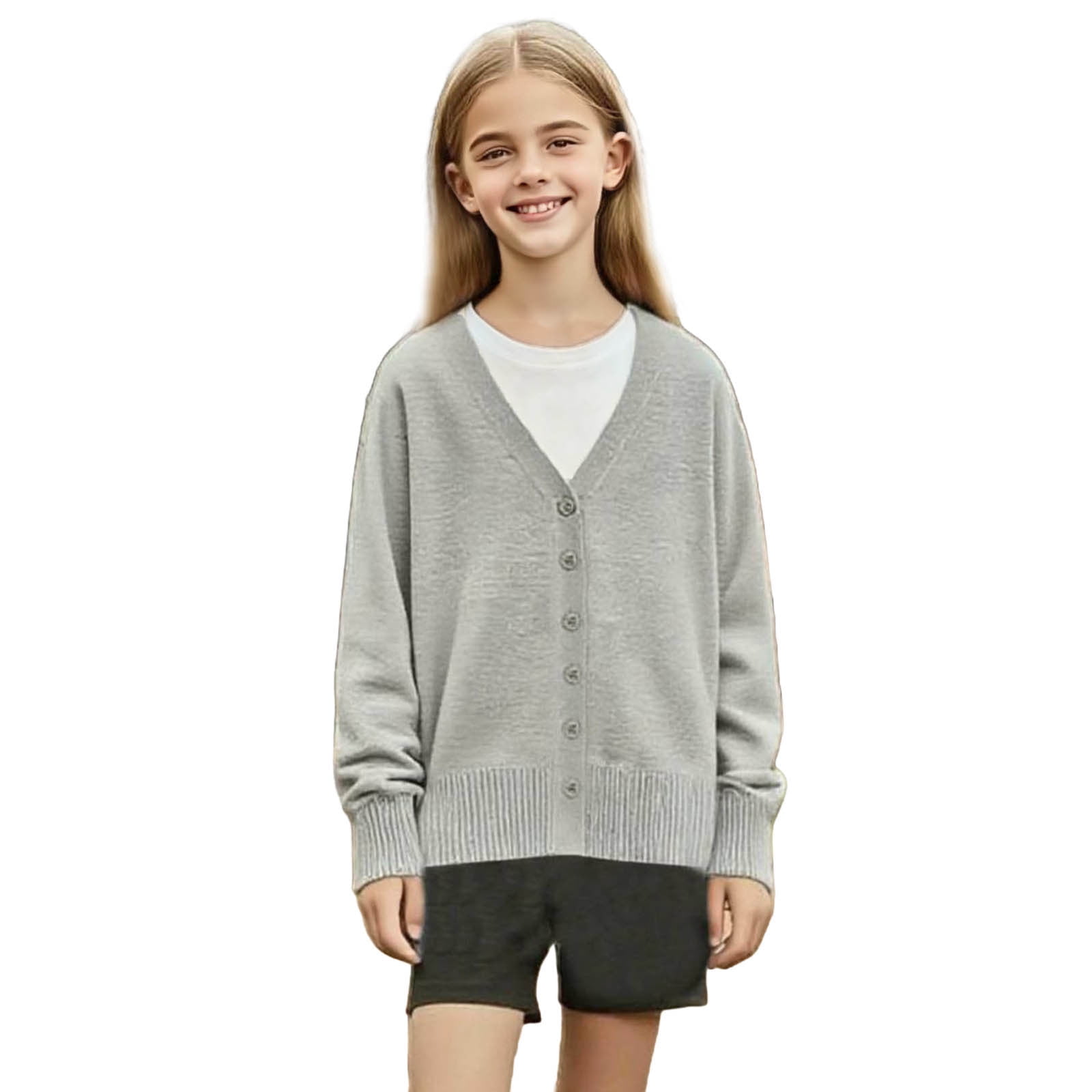 Fancifize Girls Button Front Cardigan Long Sleeve Chunky Cable Knit ...