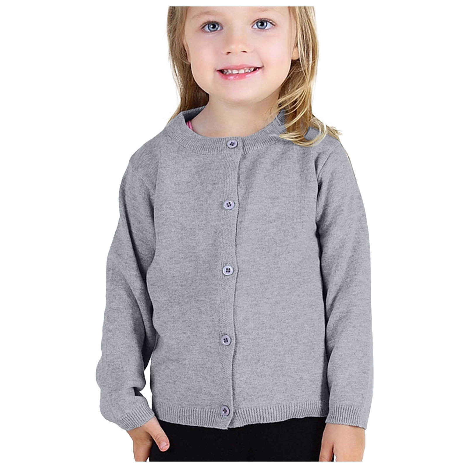 Fancifize Girls Classic Knit Cardigan School Uniform Sweater Crewneck ...