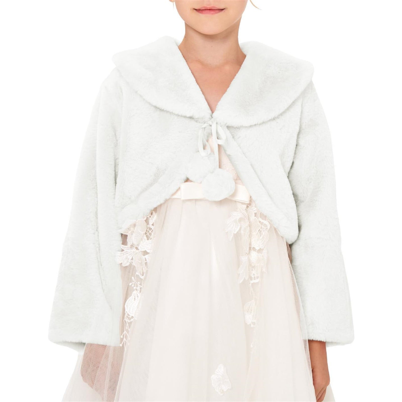 Fancifize Girls Faux Furry Crop Cardigan Long Sleeve Bolero Winter Shawl Wrap Toddler Kids ...