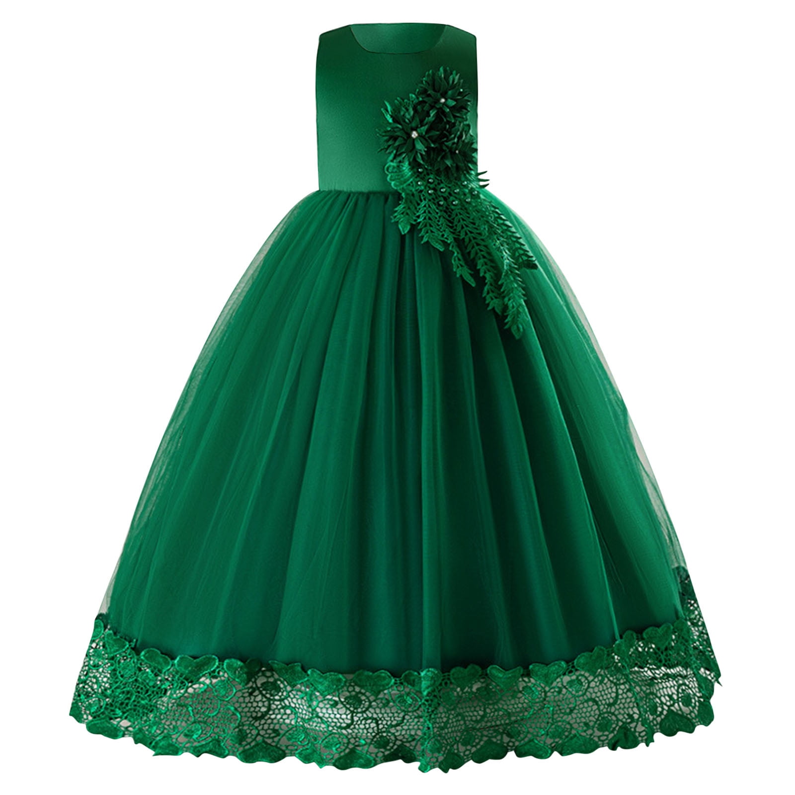 Fancifize Girls' Floral Lace Trim Dress - Kids Sheer Party Tutu (2T-14Y ...