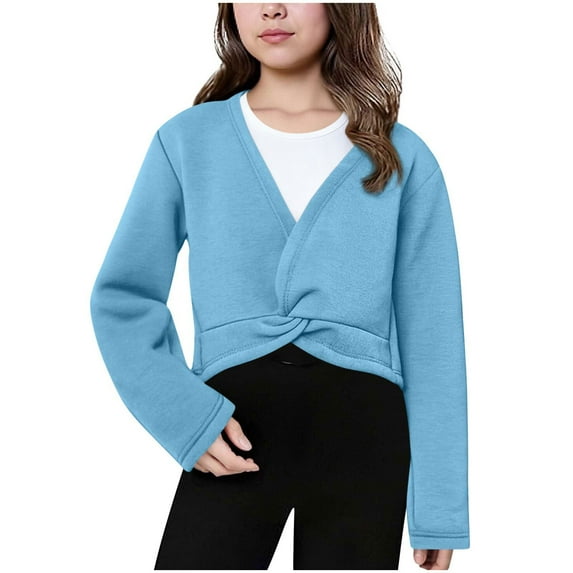 Fancifize Girls Long Sleeve Cropped Shirts Kids Cute V Neck Tops Casual ...