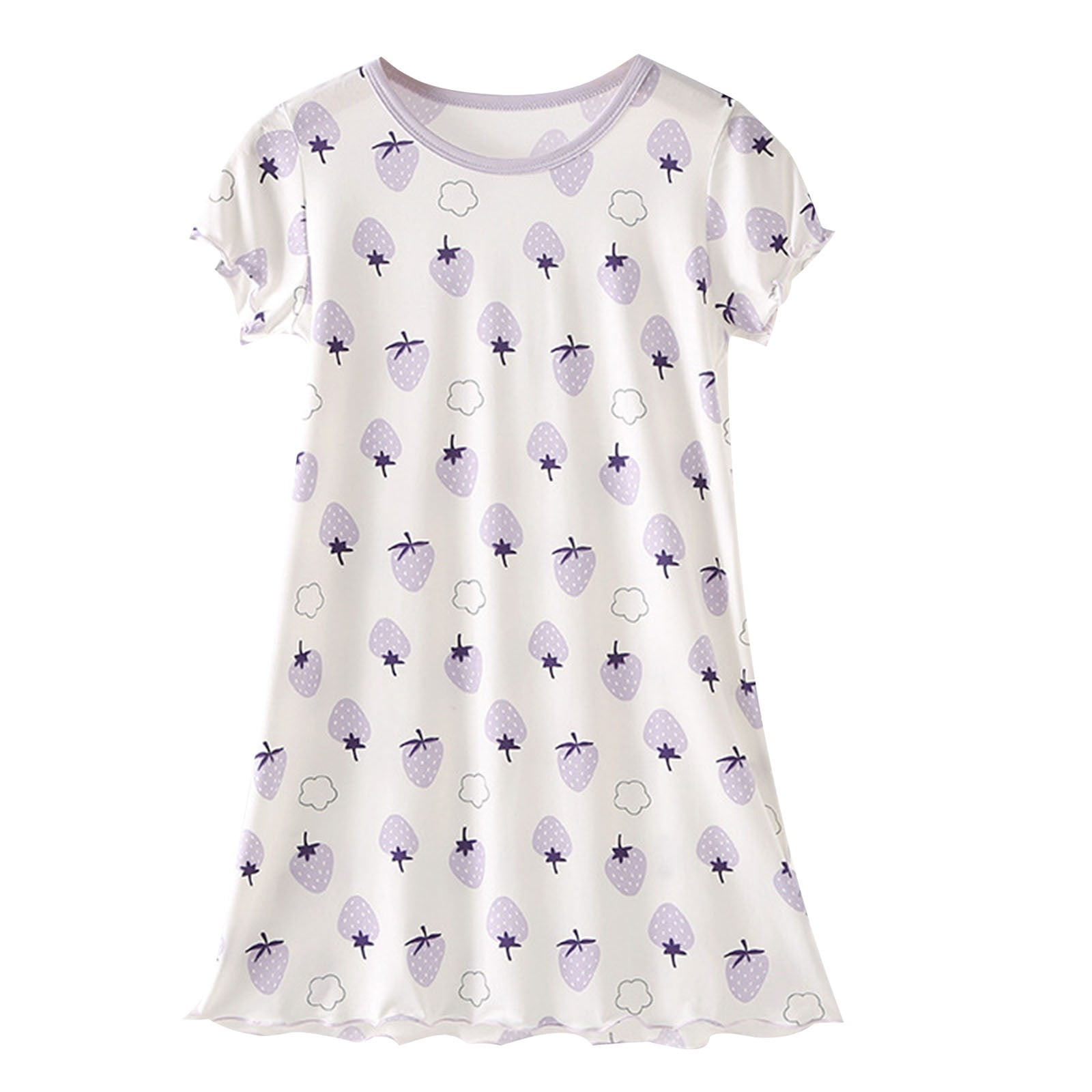 Fancifize Girls' Modal Nightgown (4-15Y) - Short Sleeve Printed Sleep ...