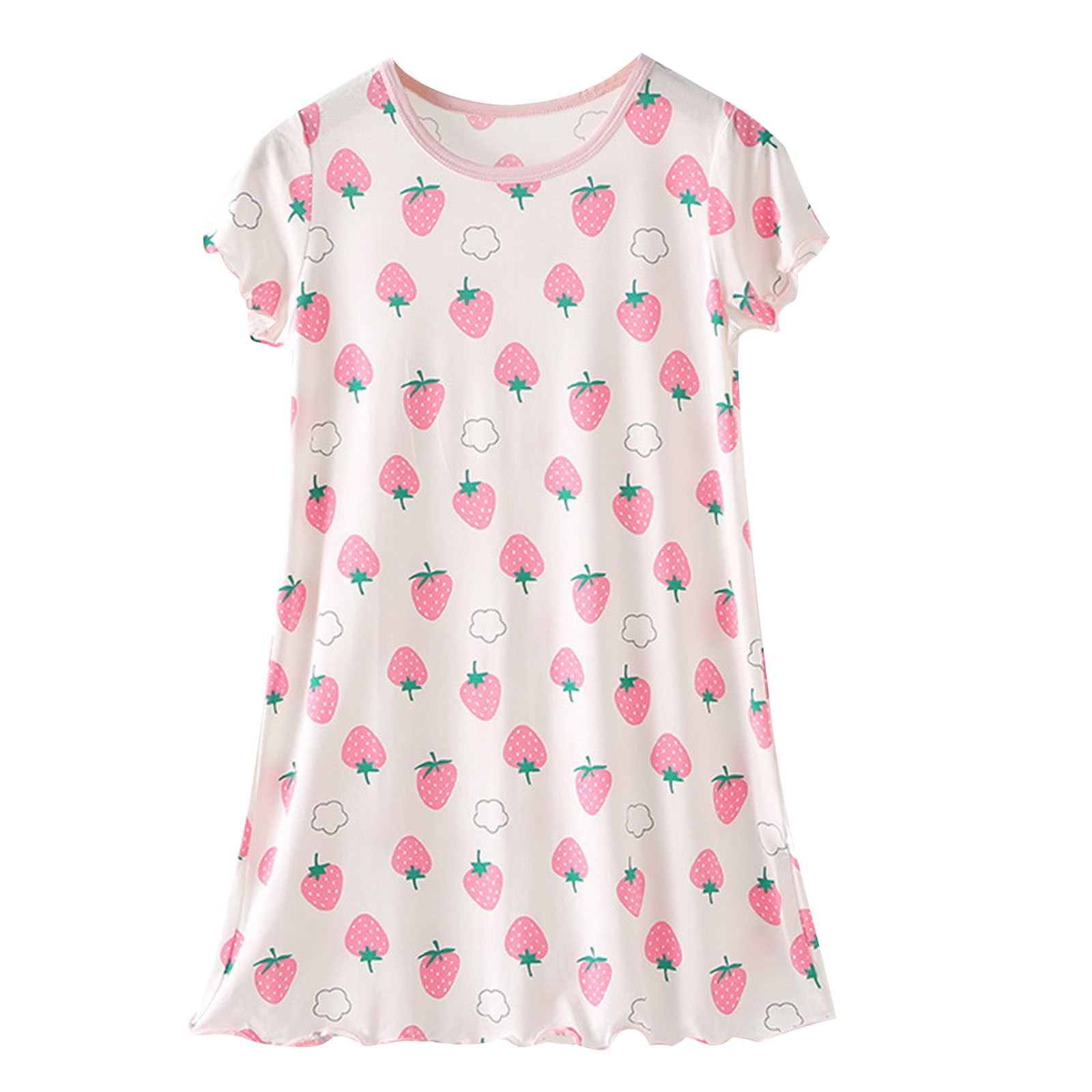 Fancifize Girls' Modal Nightgown (4-15Y) - Short Sleeve Printed Sleep ...