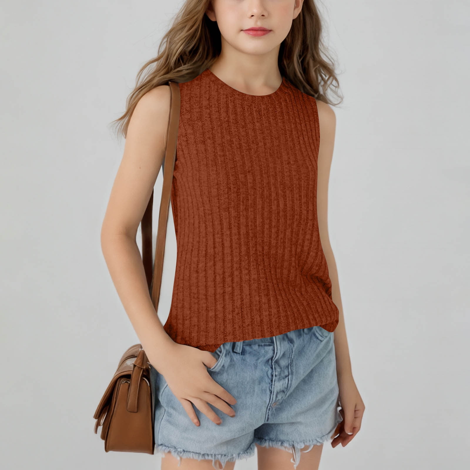 Fancifize Girls' Ribbed Tank Top (5-15Y) - Stretch Cotton Blend ...