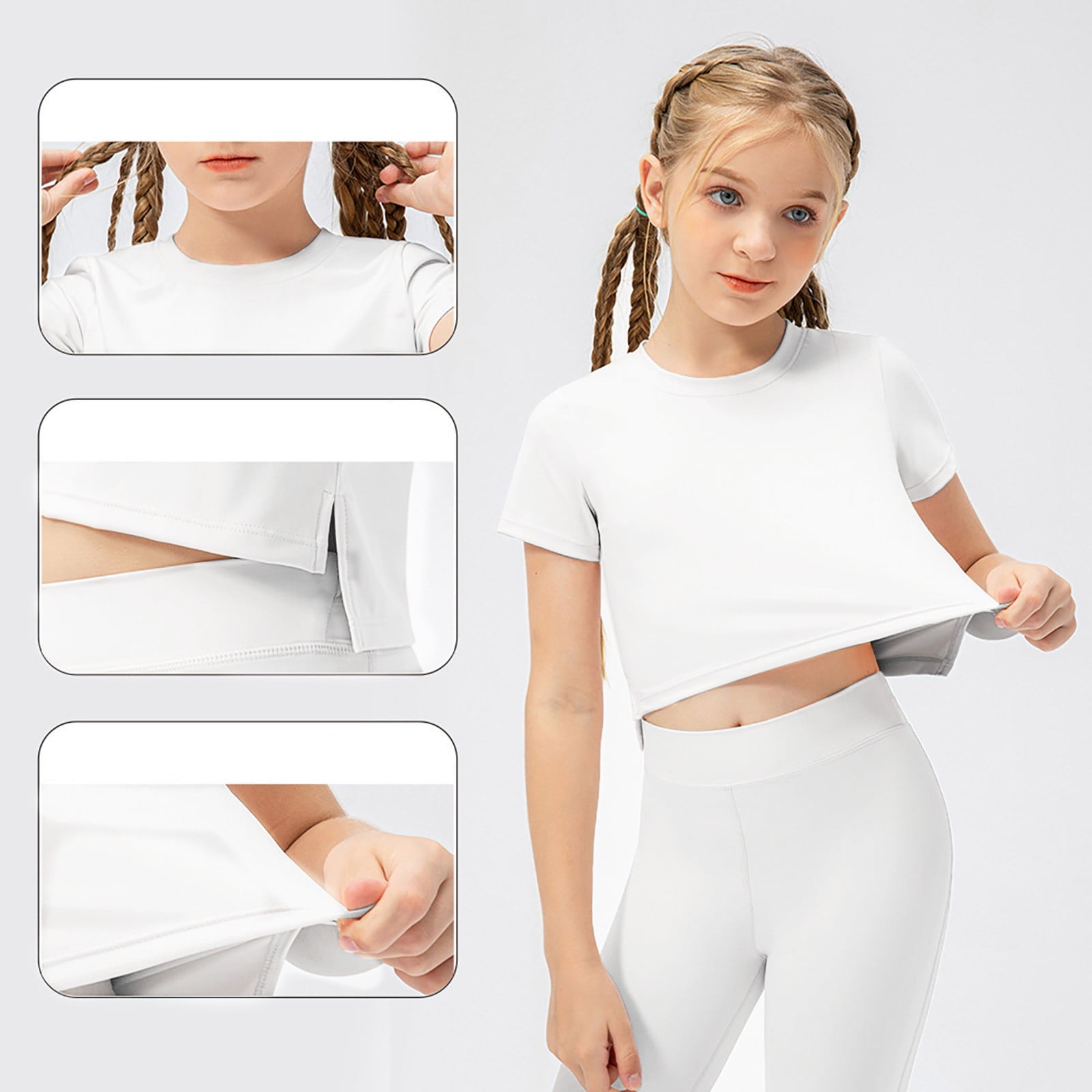 Fancifize Girls Short Sleeve Crop Tops Kids Summer Dance Cropped T ...