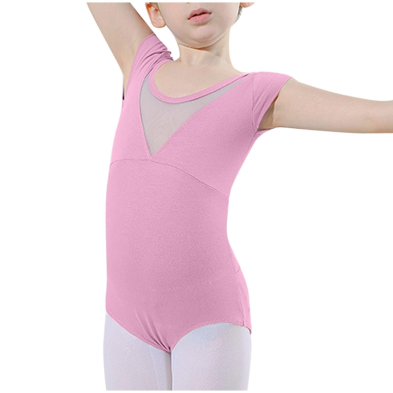 Fancifize Girls Short Sleeve Dance Leotard High Elastic Training ...