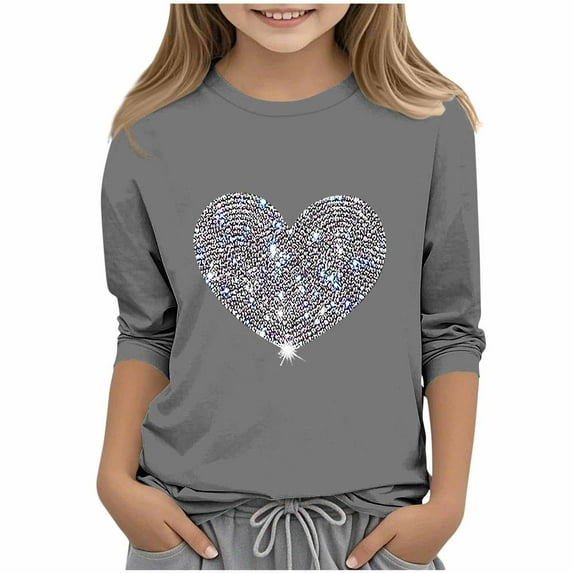 Fancifize Kids 3/4 Sleeve Shirts Crew Neck Valentine T Shirts Love ...