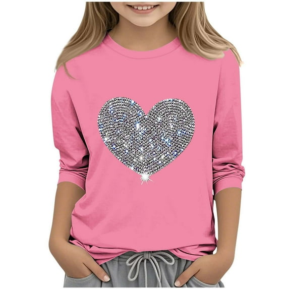Fancifize Kids 3/4 Sleeve Shirts Crew Neck Valentine T Shirts Love ...