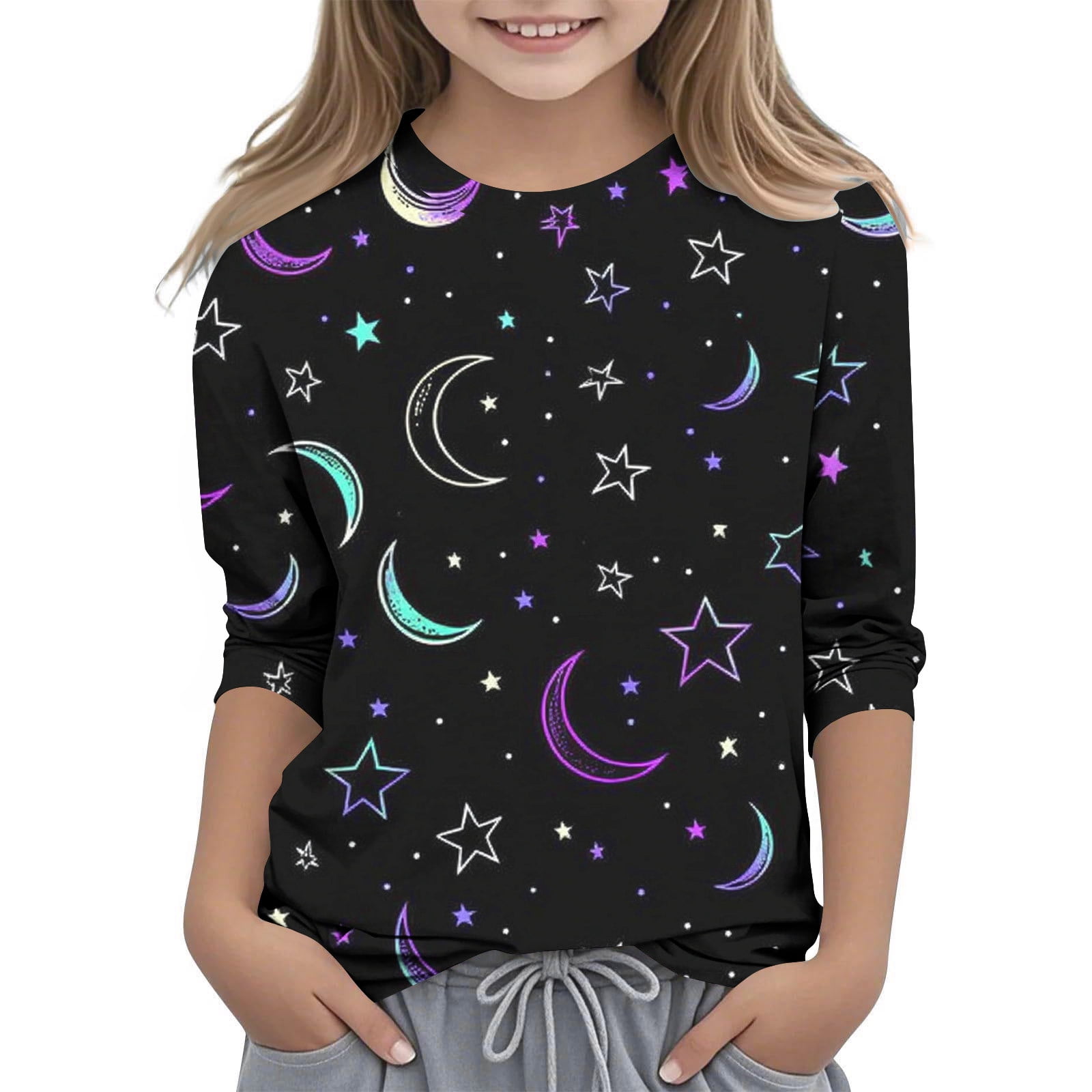 Fancifize Kids Christmas Shirts 3/4 Sleeve Cute Print T Shirt Casual ...