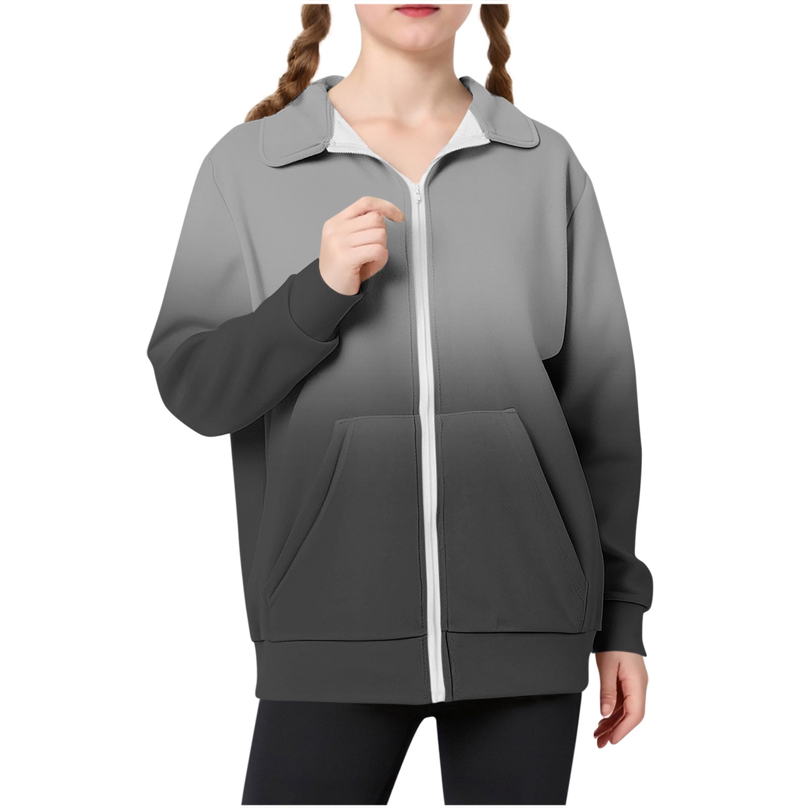 Fancifize Kids Zip Up Sweatshirt Color Block Casual Long Sleeve ...