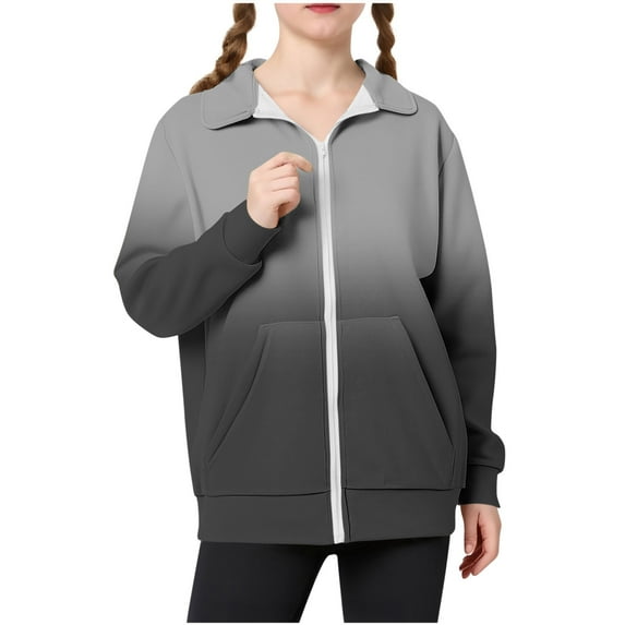 Fancifize Kids Zip Up Sweatshirt Color Block Casual Long Sleeve ...