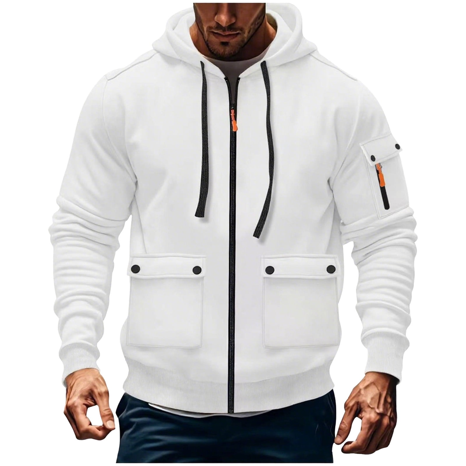 Fancifize Men Fleece Hoodies Full Zip Sweatshirts Casual Long Sleeve ...