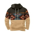 Fancifize Men Western Ethnic Aztec Hoodie Long Sleeve Color Block
