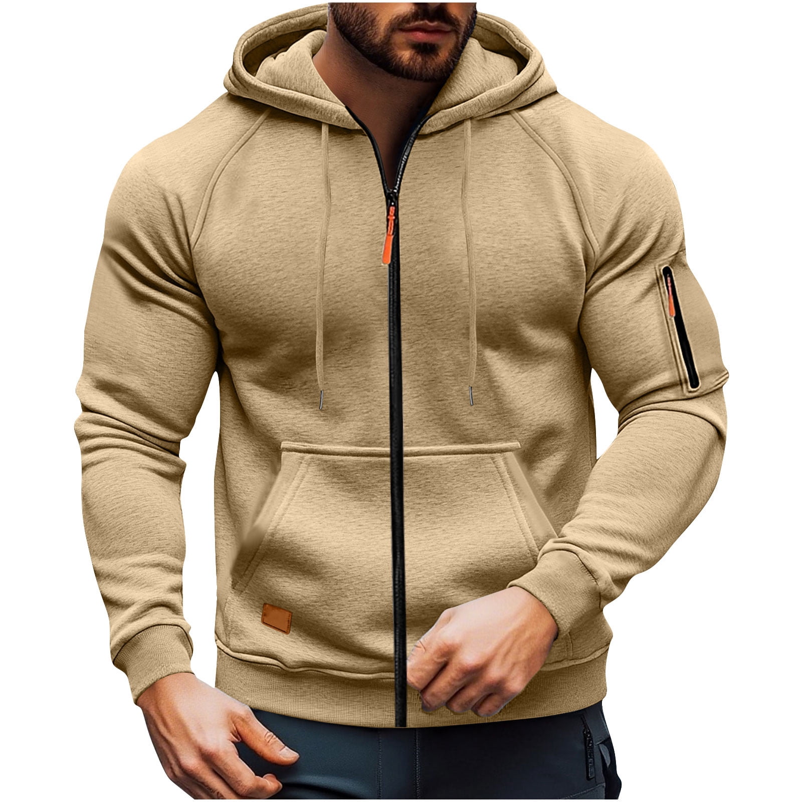 Fancifize Men's Fleece Sweatshirt Long Sleeve Drawsting Hooded Workwear ...