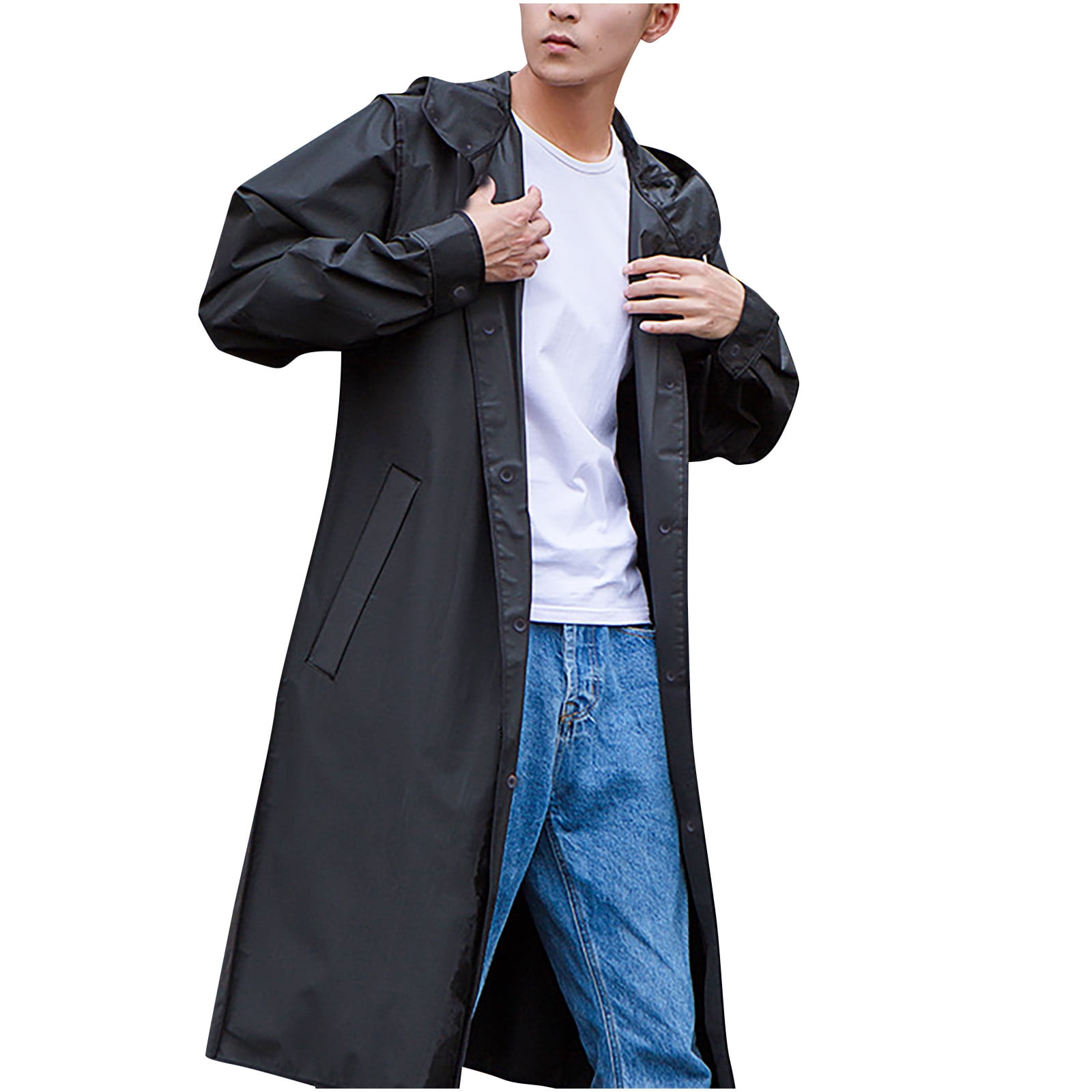 Fancifize Men's Long Hooded Rain Jacket Waterproof Outdoor Lightweight ...