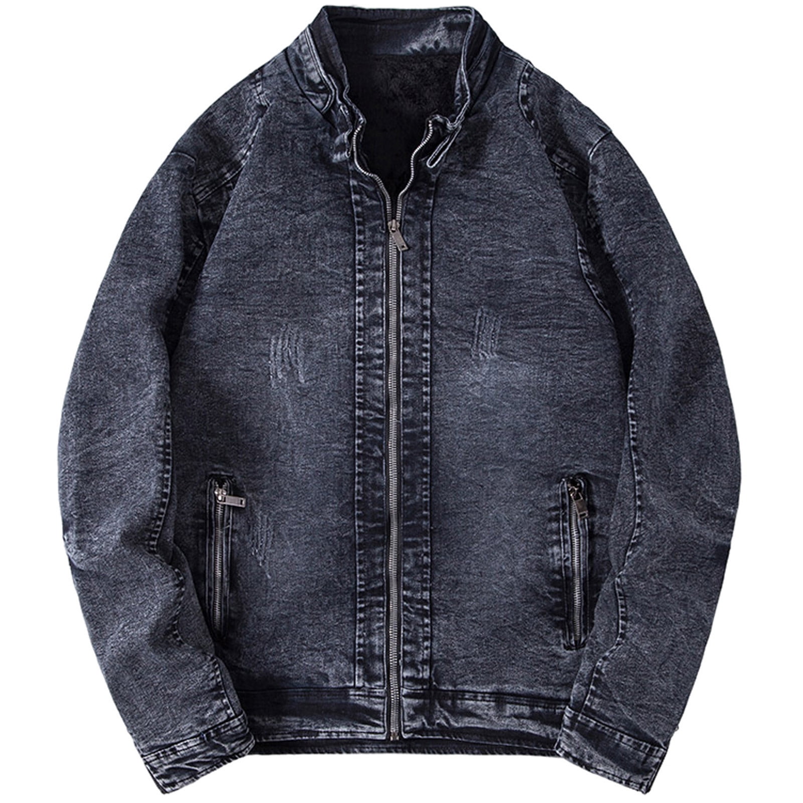 Fancifize Men's Vintage Distressed Denim Jacket 2024 Fall Fashion ...