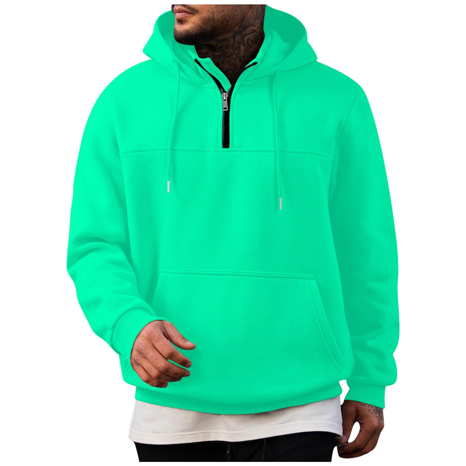 Fancifize Mens Hoodies Fleece Half Zip Sweatshirts Fall Fashion Long ...