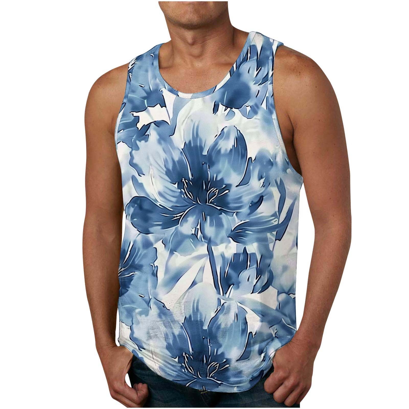 Fancifize Mens Summer Beach Tank Tops Big and Tall 3D Printed Casual Sleeveless Vacation Shirts ...
