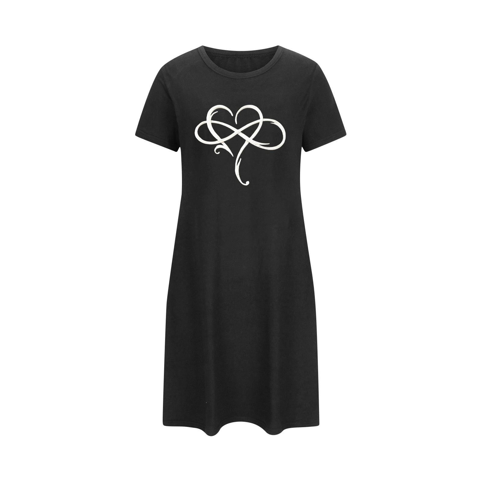 Fancifize Nightgown for Women Plus Size Short Sleeve Sleepwear Crew ...