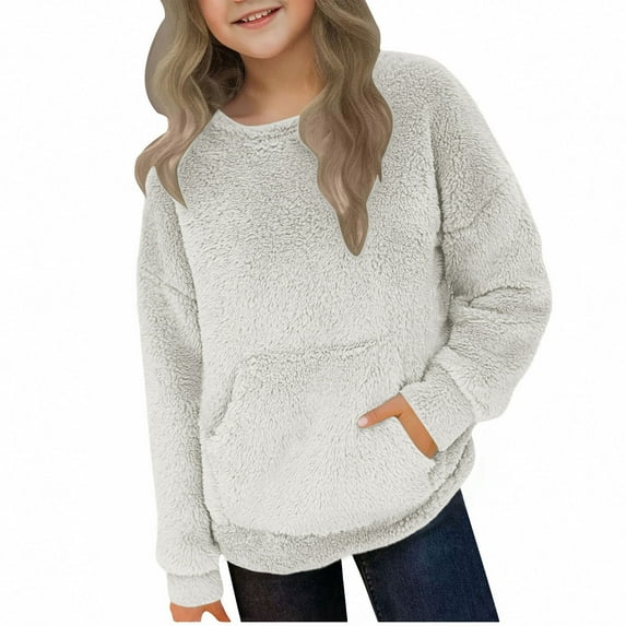 Fancifize Oversized Sweatshirt for Kids Fuzzy Sherpa Sweatshirts Winter ...