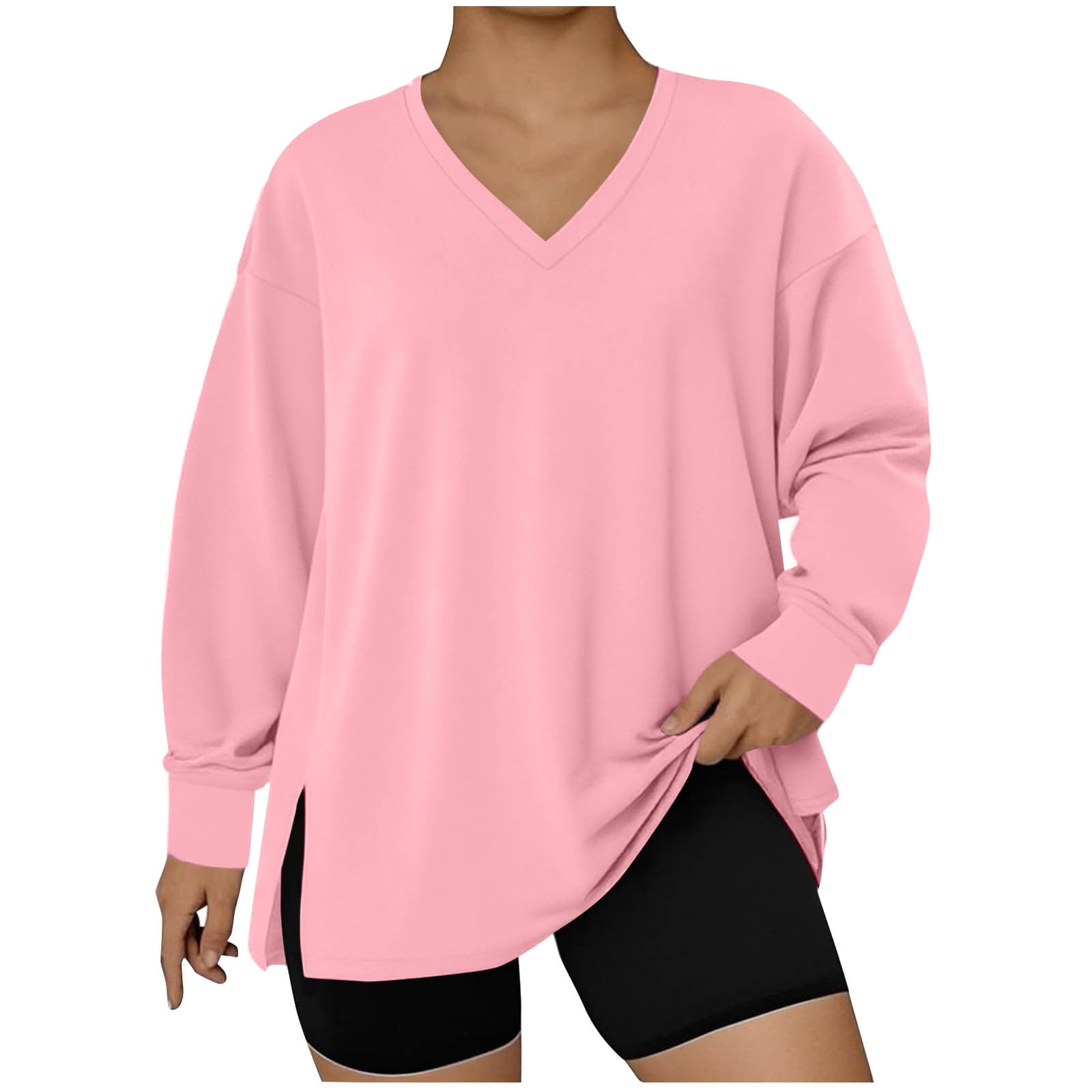 Fancifize Plus Size Sweatshirts for Women V Neck Long Sleeve Pullover ...