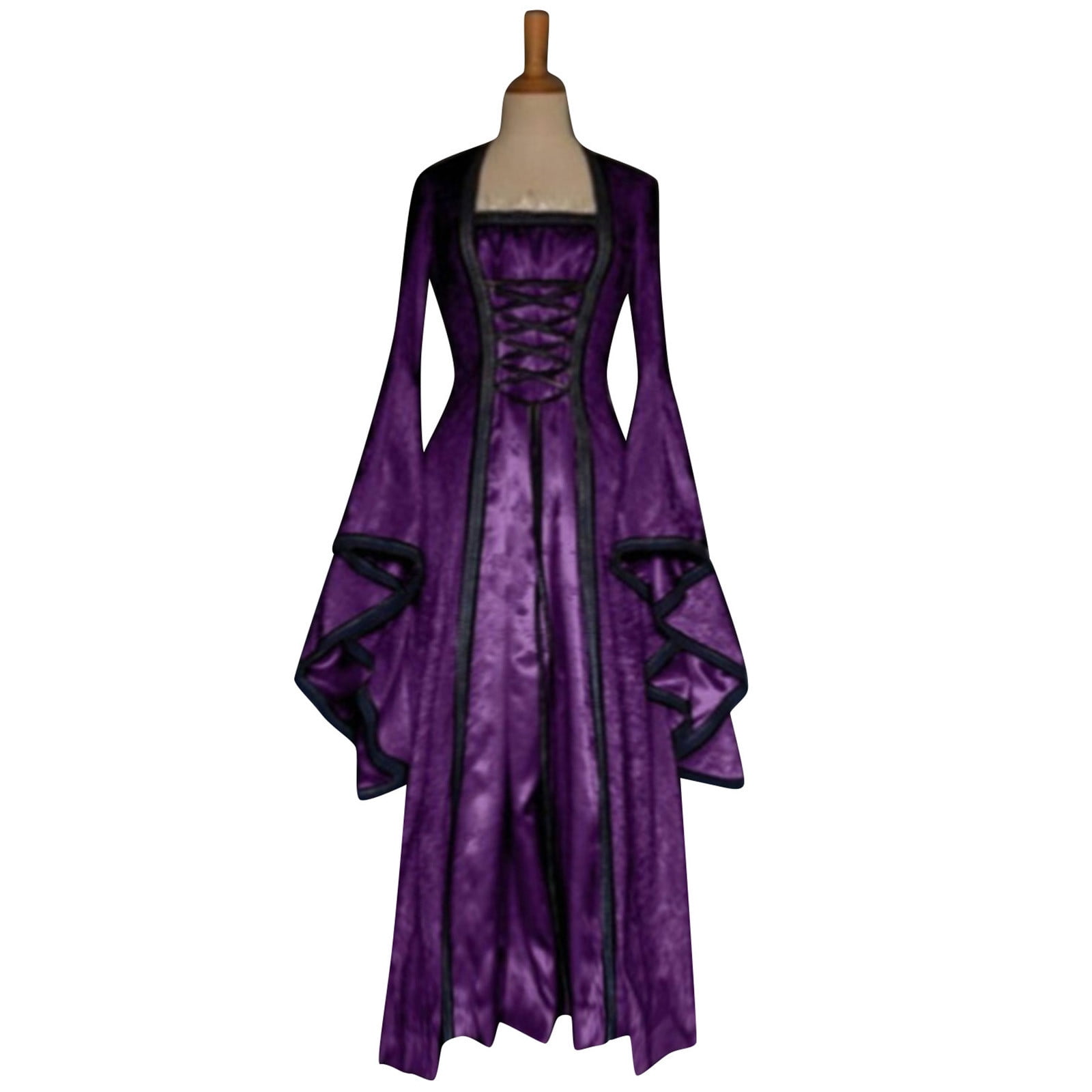 Fancifize Renaissance Dress Women Soft Velvet Bell Sleeve Halloween ...