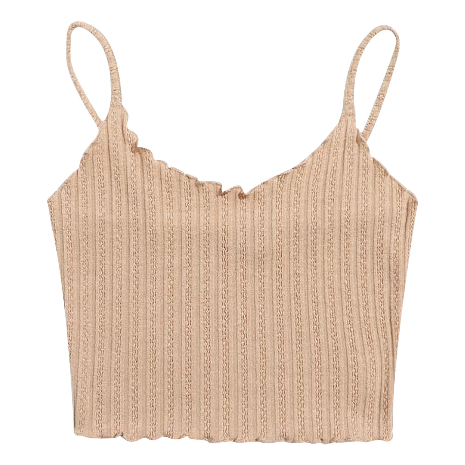 Fancifize Summer Women's Basic Solid Cami Crop Tank Top U Neck Longline Sports Bras for Women ...