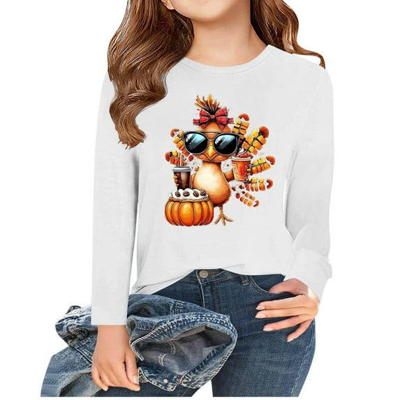 Fancifize Thanksgiving Shirt for Kids Crew Neck Long Sleeve T Shirt ...