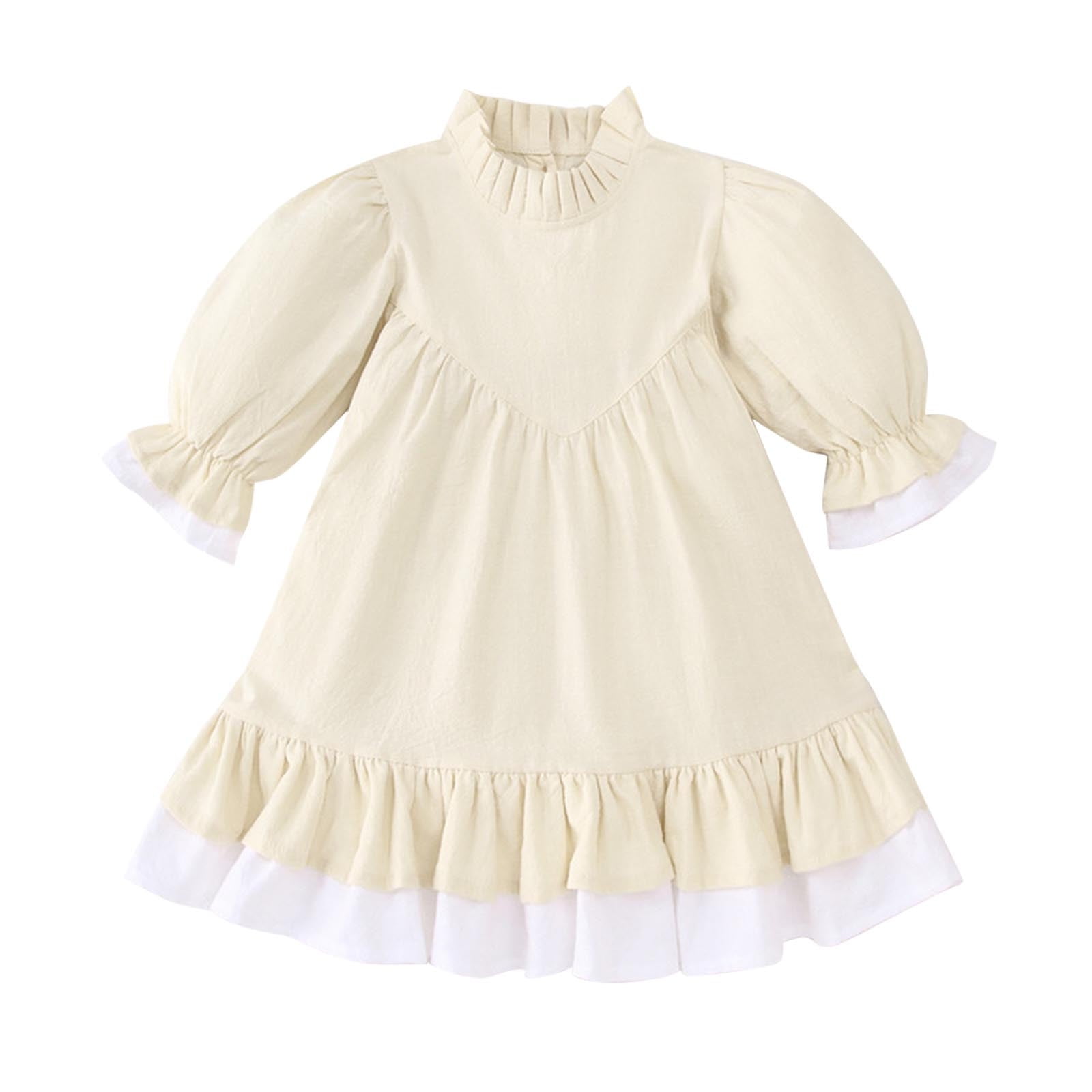 Fancifize Toddler Long Sleeve Ruffle Dress Baby Girl Cotton Clothes ...