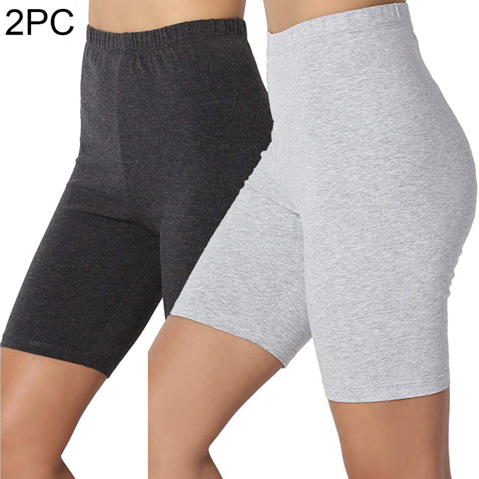 Fancifize Women 2 Pack Plus Size Yoga Shorts High Waist Workout ...