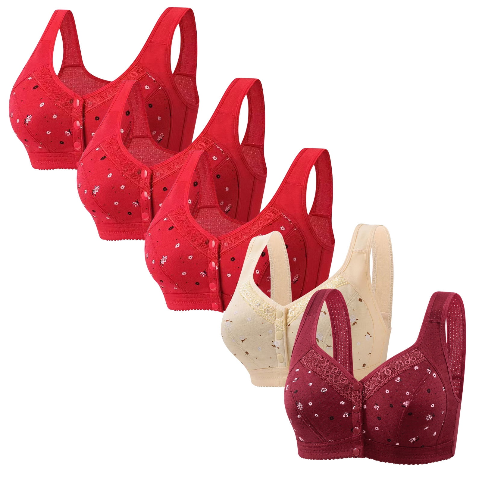 Fancifize Women 5-Pack Bras Plus Size Wirefree Everyday Bra Assorted ...