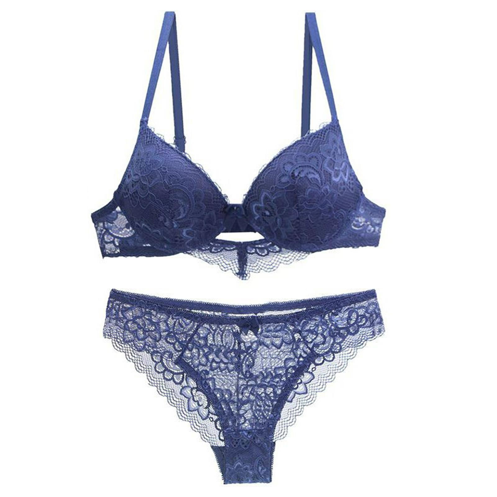 Fancifize Women Lace Bra Sets Wirefree Bralette & Panty Sheer Mesh For ...