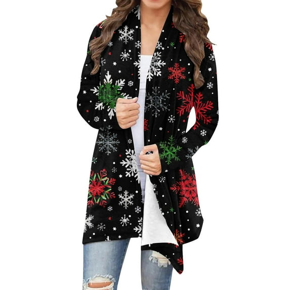 Fancifize Women's Christmas Sweater Cardigan Open Front Lightweight ...