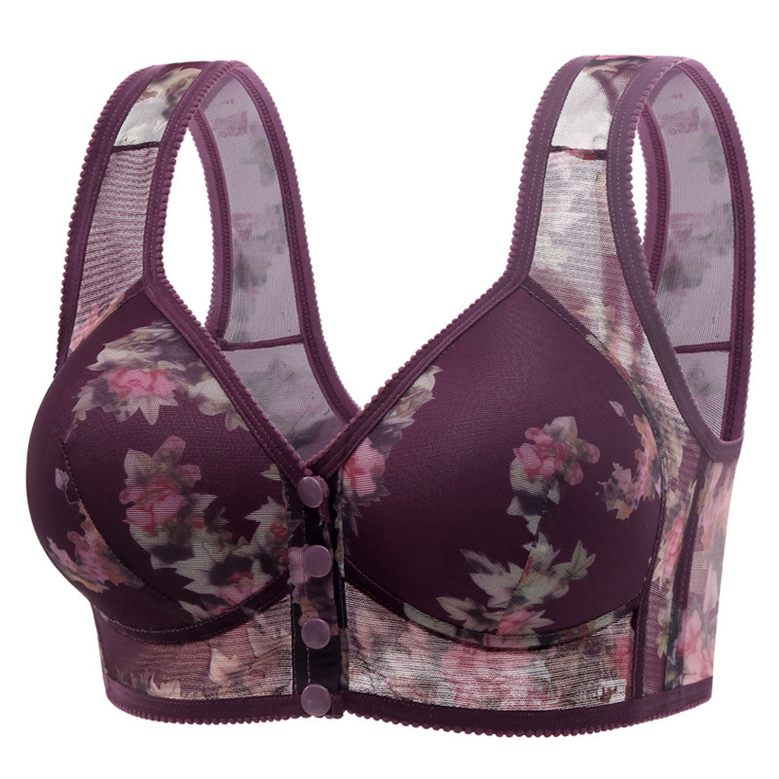 Fancifize Women's Full Coverage Floral Comfort Minimizer Wire-Free Bra ...