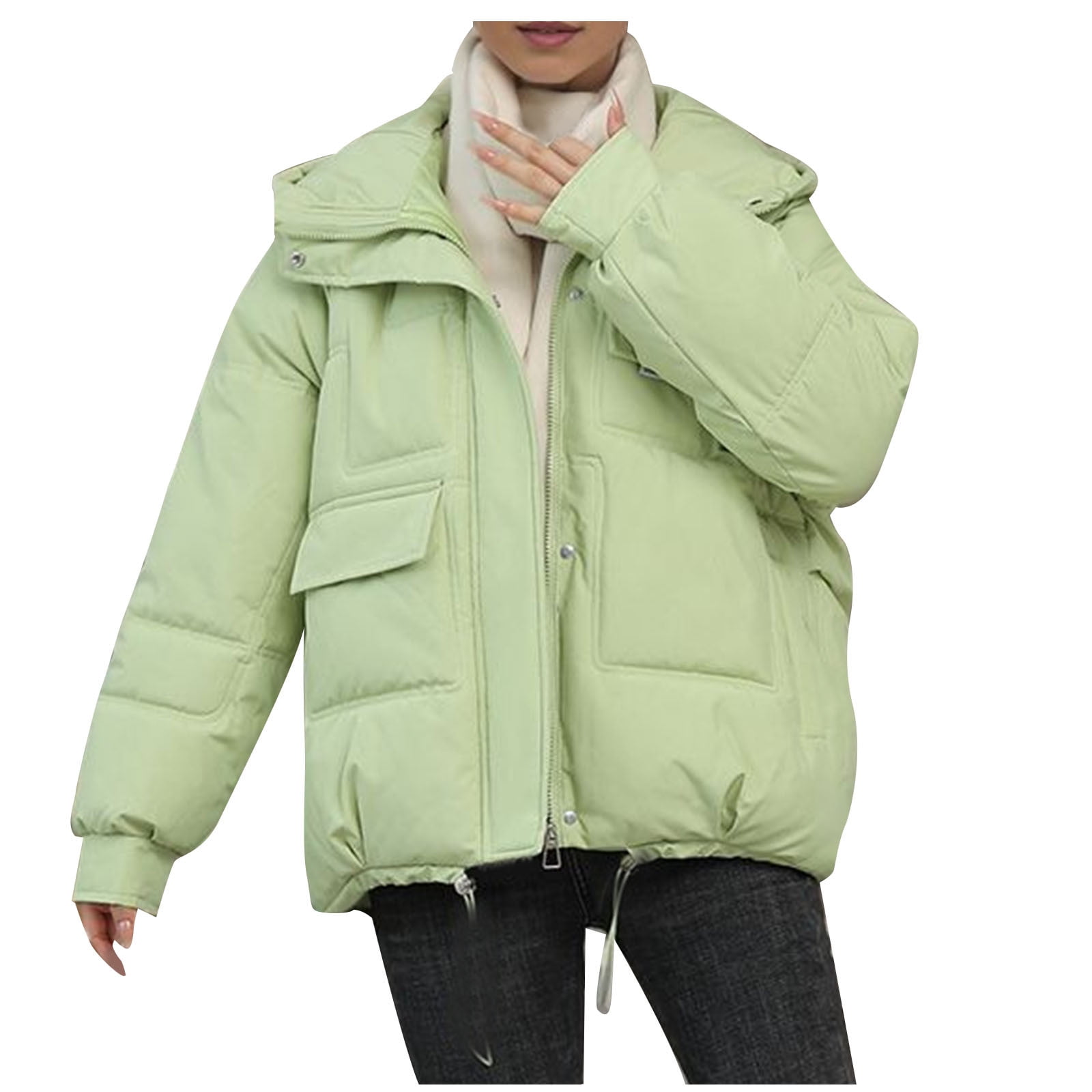 Fancifize Women's Quilted Puffer Jacket Winter Thiken Warm Hooded Zip Up Short Bubble Coat ...