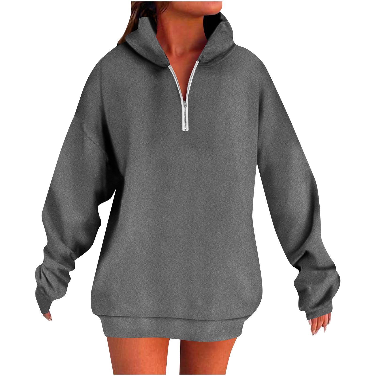 Fancifize Womens Oversized Sweatshirt Half Zip Long Sleeve Hoodies ...