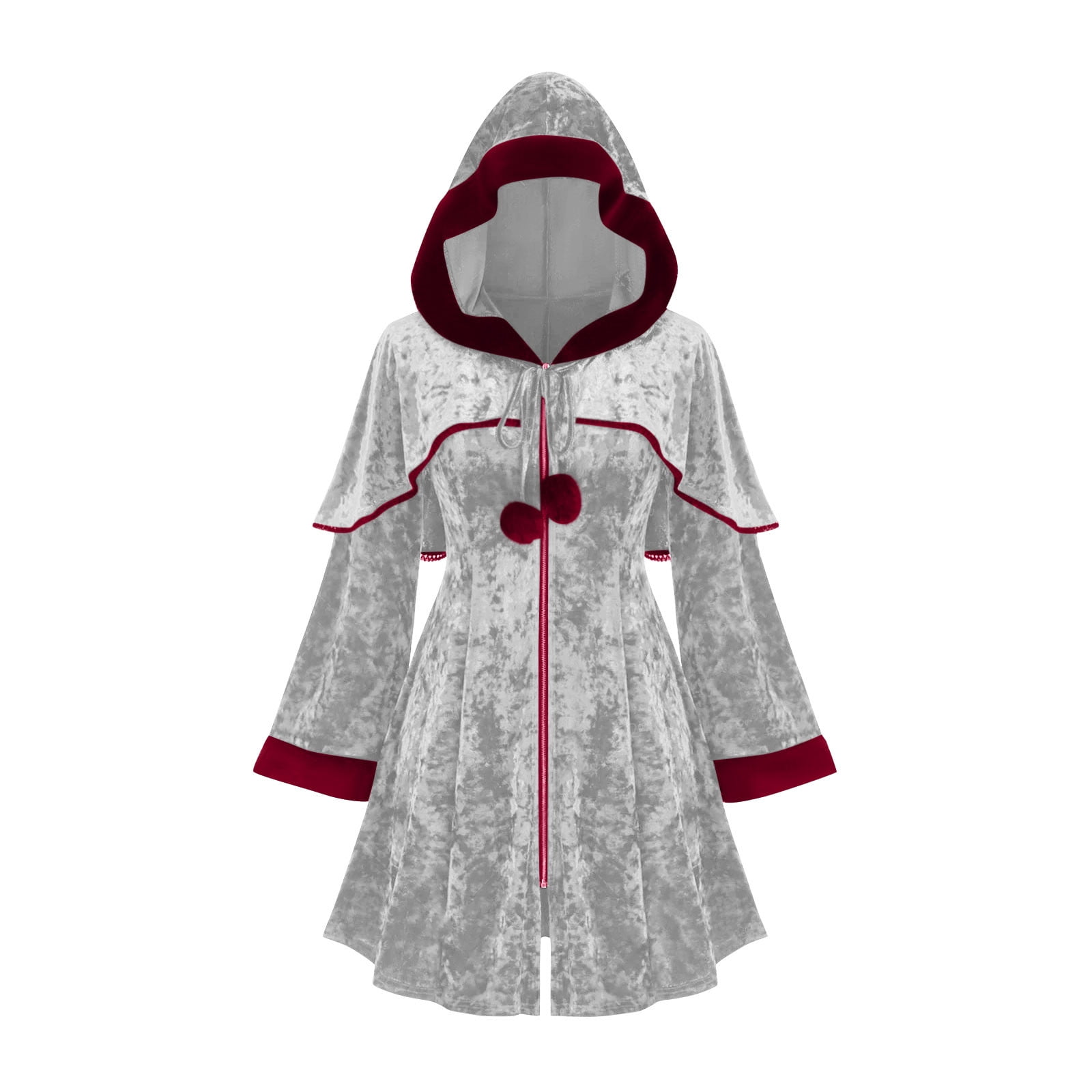 Fancifize Womens Renaissance Hooded Jacket Vintage Full Zip Velvet ...